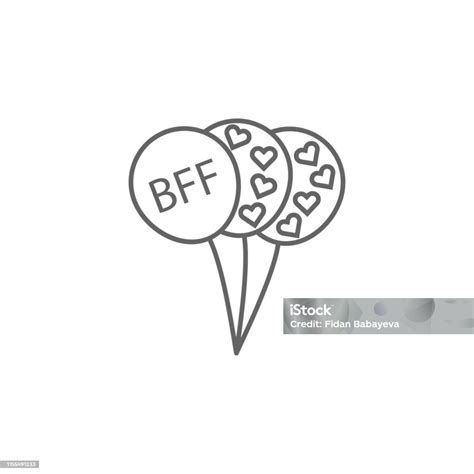 풍선 Bff 하트 개요 아이콘입니다 우정 선 아이콘의 요소입니다 징후 기호 및 벡터는 웹 로고 모바일 앱 Ui Ux에 사용할 수 있습니다 0명에 대한 스톡 벡터 아트 및