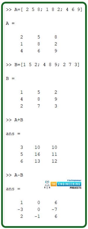 Basic Operations On Matrices In Matlab The Engineering Projects