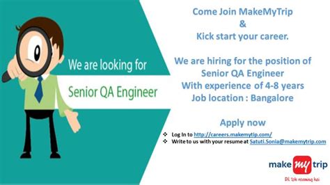 Hiring Senior Qa Engineer Apply Now Makemytrip