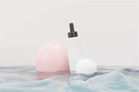모형을 위한 빈 화장품 스킨케어 제품 또는 포장의 3d 렌더링 뷰티 비누와 스파 컨셉 피부 건강을 위한 로션 오일 수분 브랜딩을위한 프리미엄 및 고급 디자인 0명에 대한