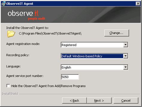 Agent Custom Installation On Windows