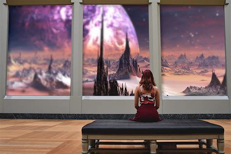 Девушка смотрит в фантастическое окно · бесплатная фотография от Ya1668773354463 картинки на