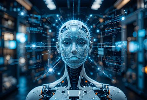Futuristic Ai And Deep Learning Concept Advanced Robotic Intelligence And Data Processing