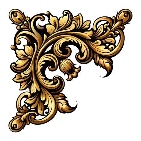 Premium Photo Golden Ornate Decorative Corner Element With Intricate Details
