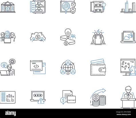 Conglomeration Line Icons Collection Integration Consolidation