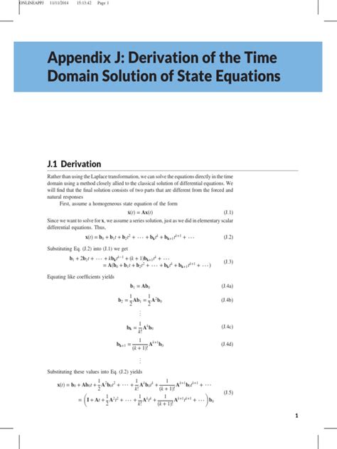derivation of the time domain solution of state equations pdf