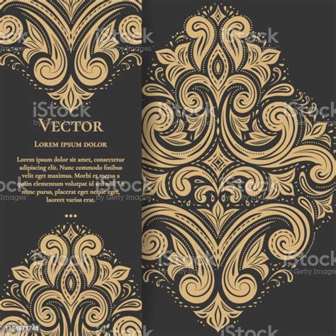 블랙 바탕에 골드 빈티지 인사말 카드입니다 고급 벡터 장식 템플릿입니다 만다라입니다 초대 플라이어 메뉴 브로셔 엽서에 대 한 좋은 벽지 장식 또는 원하는 아이디어 결혼