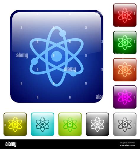 Atom Icons In Rounded Square Color Glossy Button Set Stock Vector Image And Art Alamy