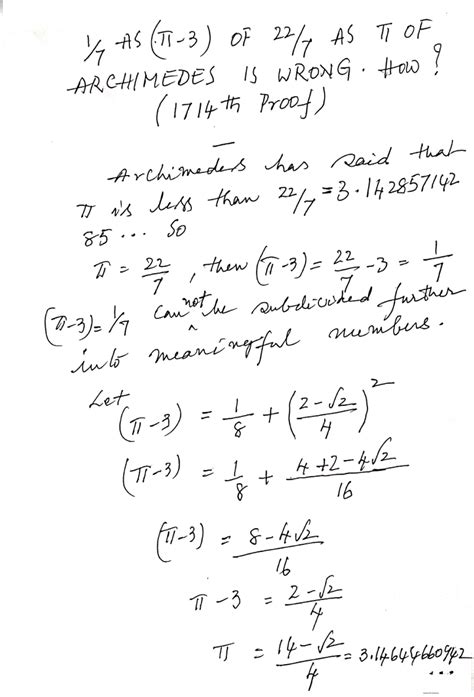 Pdf 1 7 As Pi 3 Of 22 7 As Of Pi Of Archimedes Is Wrong How