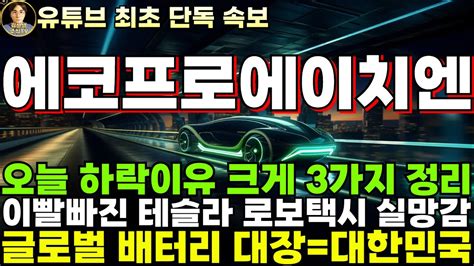 에코프로에이치엔 주가전망 단독 오늘 하락이유 크게 3가지 정리 이빨빠진 테슬라 로보택시 전기차 화재 프랑스 4명 사망