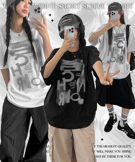 3일신상할인 오버핏힙한 빈티지나염🎧y2k🖤박스티 반팔티 테크27오버핏반팔 에이블리