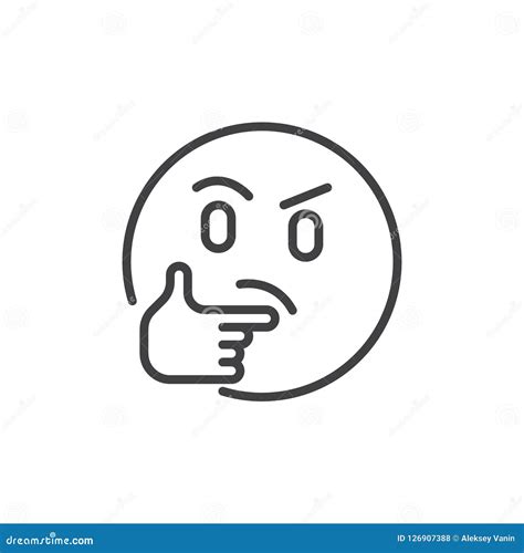 Thinking Face Emoji Outline Icon Stock Vector Illustration Of Pixel Brood 126907388
