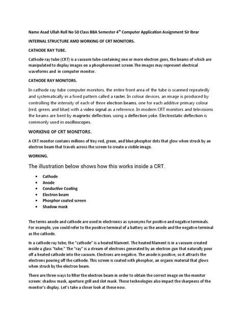 Computer Applications Assignment Pdf Display Resolution Vacuum Tube