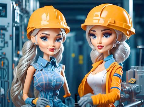 Premium Photo Beautiful Doll Worker In Helmet Labour Day Concept