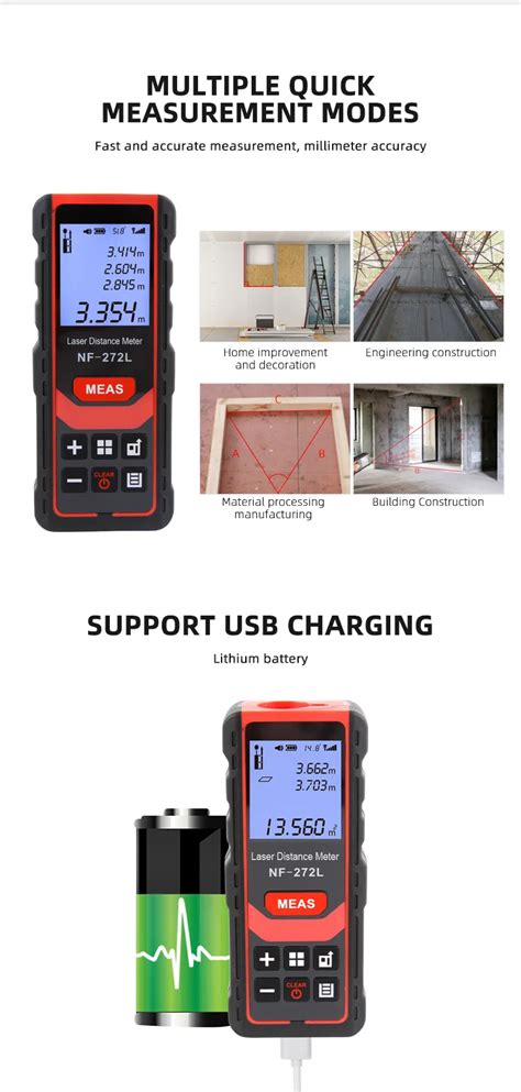 Nf 272l 다기능 레이저 거리 측정기 전자 눈금자 적외선 측정 장비