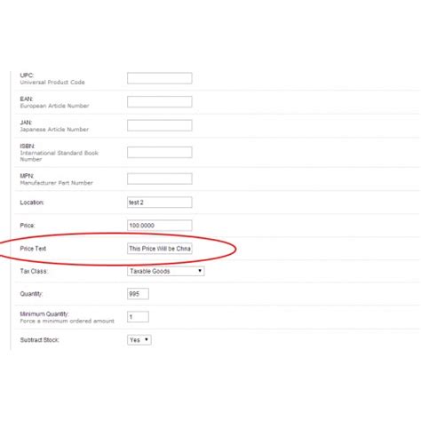 OpenCart Price With Custom Text