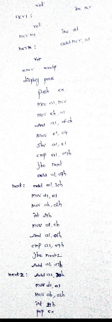 Solved Write A Alp Code To Calculate Ncr And Npr In 8086