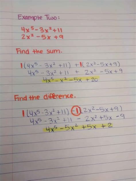 Adding And Subtracting Polynomials Notes Math Love