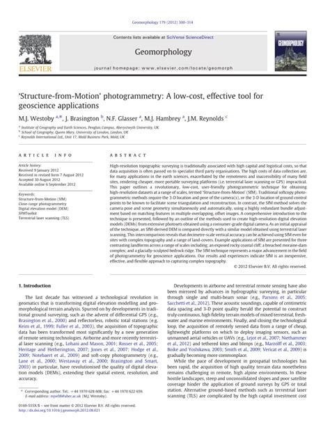 Pdf Structure From Motion Photogrammetry A Novel Low Cost Tool For