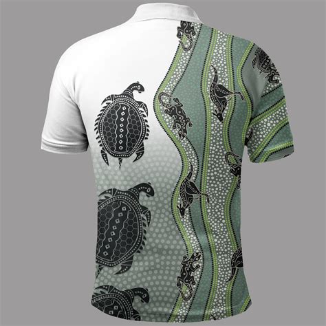 Australia Polo Shirt Aboriginal With Kangaroo Lizard Turtle And