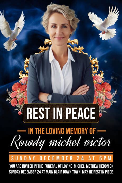 Memorial Funeral Announcement Poster Template Postermywall
