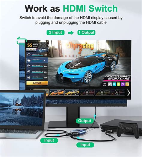 Hdmi Switch 4k 60hz Gana Ultra Thin Bidirectional Hdmi Switcher 2 In 1 Out Manual Hdmi Hub