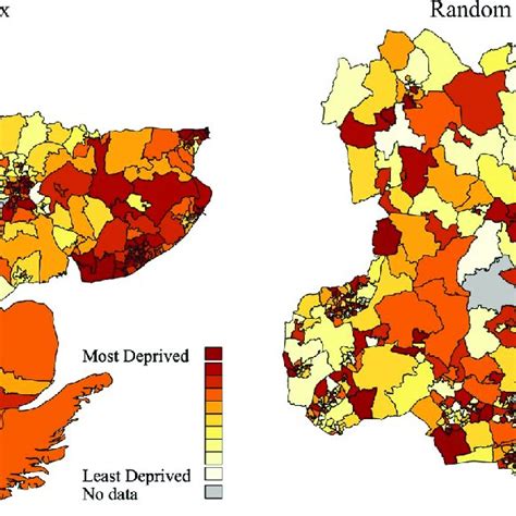 Maps Of Neighbourhood Deprivation Imd And Random Effects Estimates Of Download Scientific