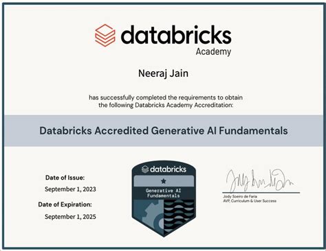 Neeraj Jain On Linkedin Ai Genai Learningjourney Databricks Certification Aifundamentals