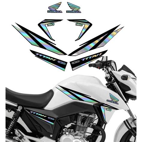 Kit Adesivo Holográfico Titan 160 Personalizado Camaleão Adesivos