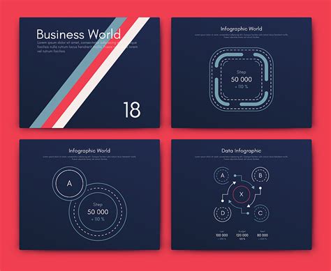 为商业手册的现代信息图表向量元素。用于网站，公司宣传册，广告和市场营销。饼图、线形图、条形图和时间线模板素材 稿定设计