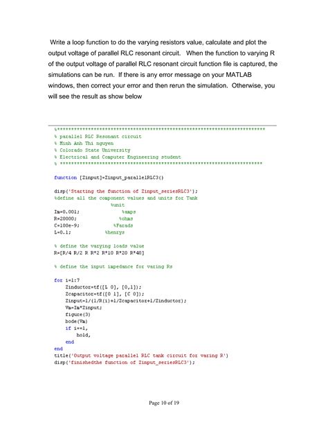 Matlab Simulations Of Parallel Resonant Circuit Doc