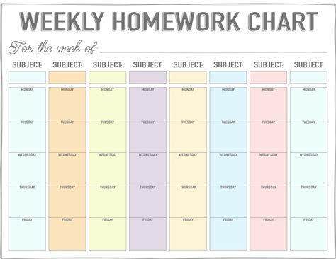Printable Homework Chart Printable Homework Chart