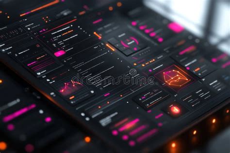 Futuristic Digital Interface A Cyberpunk Inspired Dashboard Design Stock Illustration