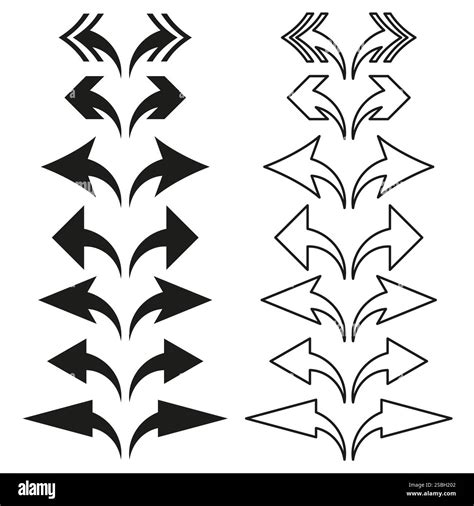 Arrow Design Icon Symmetrical Arrow Set Graphic Black White Directional Symbol Vector Stock