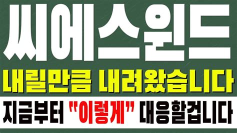 씨에스윈드 주가전망 내릴만큼 내려왔습니다 지금부터 이렇게 대응할겁니다 Youtube