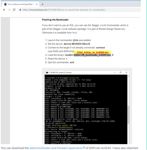 Problem Loading Bin File To Nxp Frdm K64f Using Seggerjlink Failed To