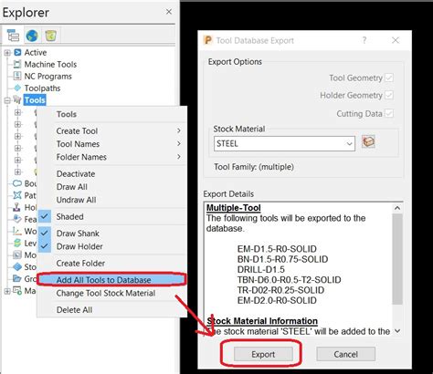 Tools And Tool Holders From An Older Database Do Not Show In A Newer Version Of Powermill