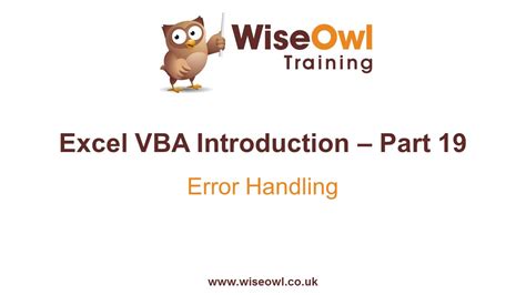 Excel Vba Introduction Part 19 Error Handling On Error Resume Goto