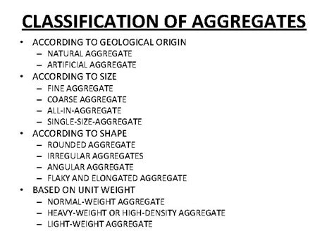 Concrete Making Materials Ii Aggregate Classification Of Aggregates