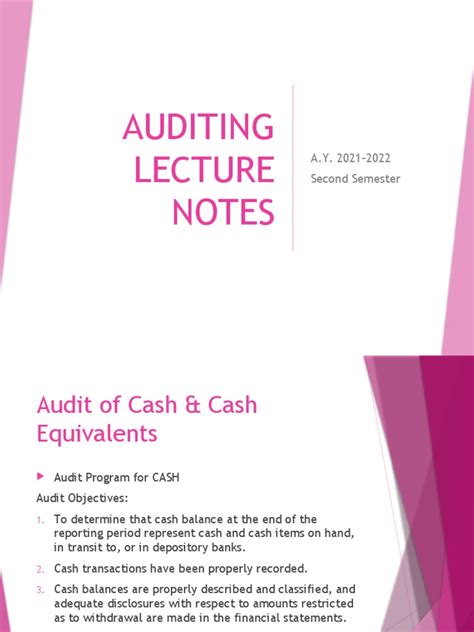Auditing Lecture Notes 04172022 Pdf Inventory Audit