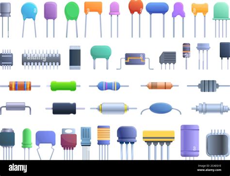 Capacitor Icons Set Cartoon Set Of Capacitor Vector Icons For Web