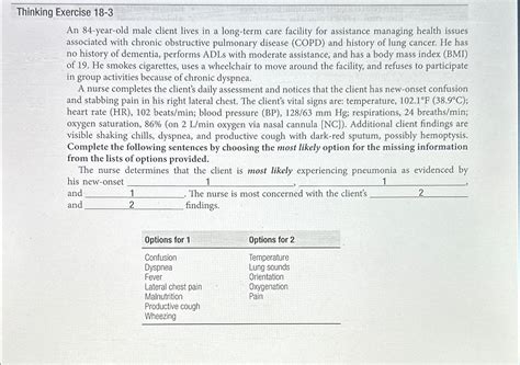 Solved Thinking Exercise 18 3an 84 Year Old Male Client