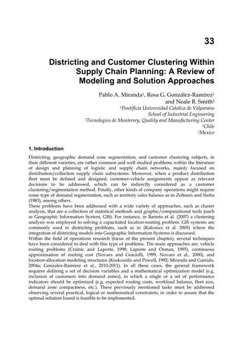 pdf districting and customer clustering within supply chain planning