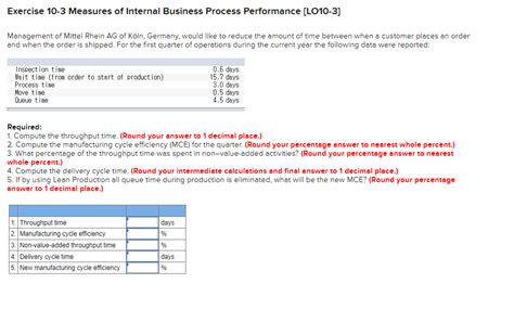 Solved Exercise 10 3 Measures Of Internal Business Process