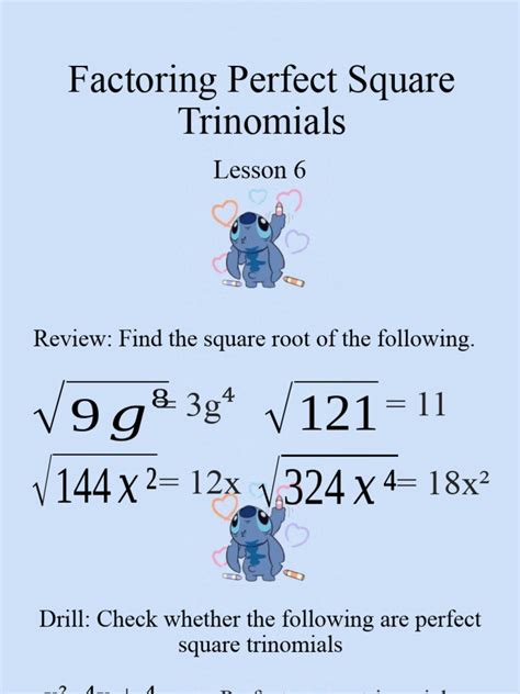 Factoring Perfect Square Trinomials Pdf Teaching Methods And Materials Science And Mathematics