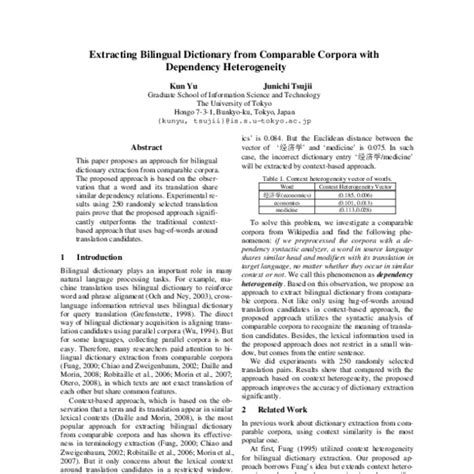 Extracting Bilingual Dictionary From Comparable Corpora With Dependency Heterogeneity Acl