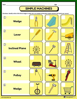 Storyboard That Free Simple Machines Worksheets