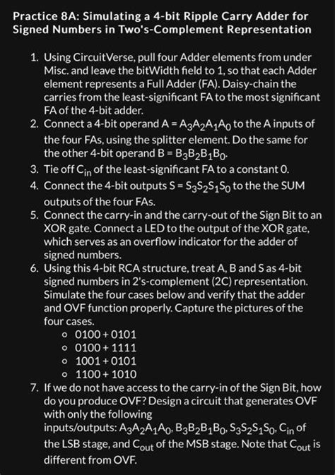 Solved Practice 8a Simulating A 4 Bit Ripple Carry Adder