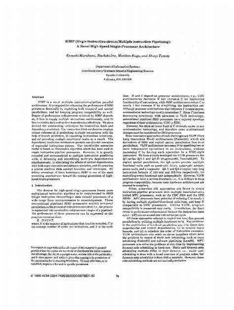 Simp Single Instruction Streammultiple Instruction Pipelining A