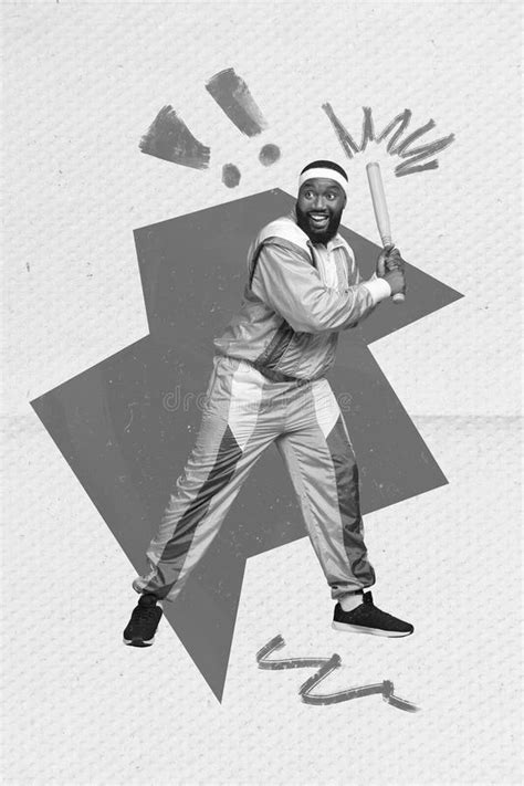 Collage Artwork Graphics Picture Of Cool Guy Playing Baseball Rising